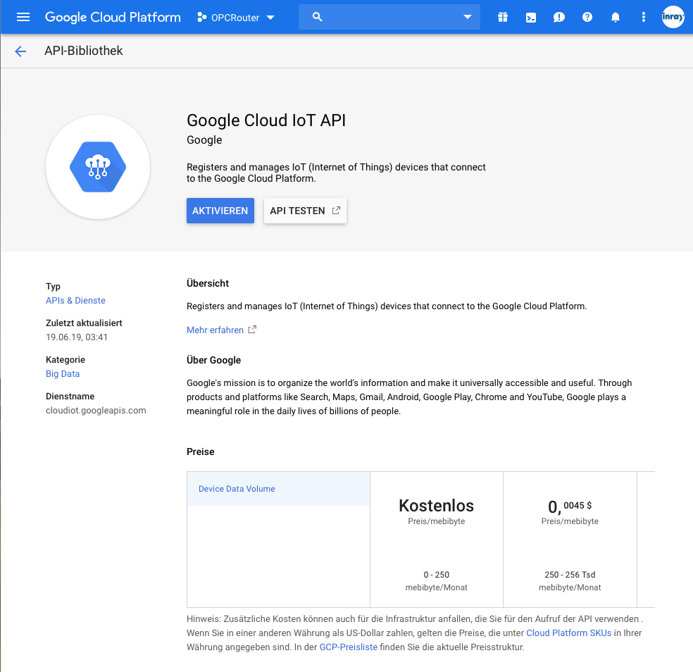 Google IoT Core per MQTT anbinden - Anleitung