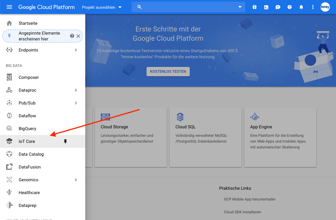 Google IoT Core per MQTT anbinden - Anleitung