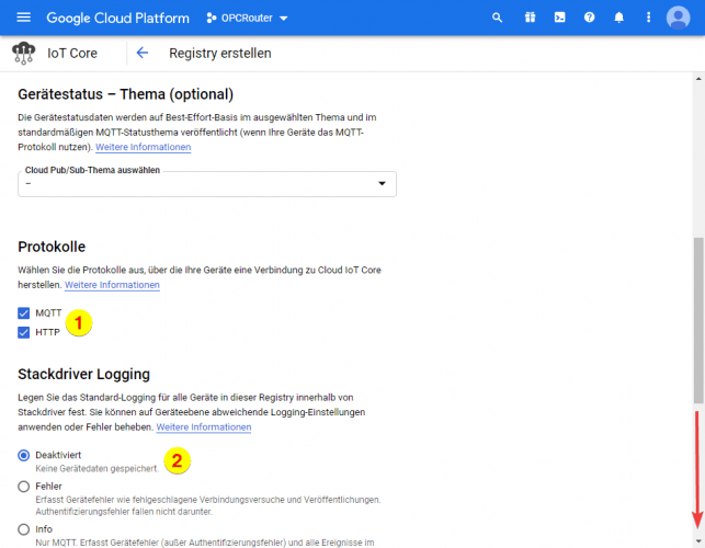 Google IoT Core per MQTT anbinden - Anleitung