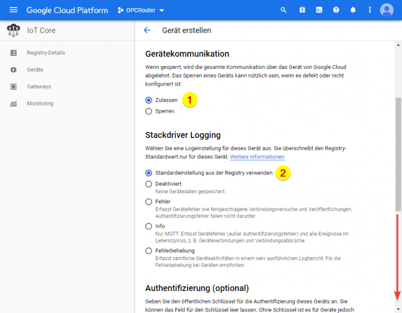 Google IoT Core per MQTT anbinden - Anleitung
