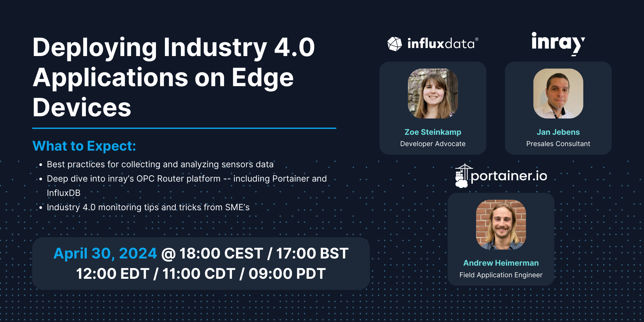 Webinar with influx & portainer: Industrial applications on the edge